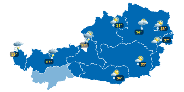 Hier sind heute die Hitze-Hotspots :: wetter.at
